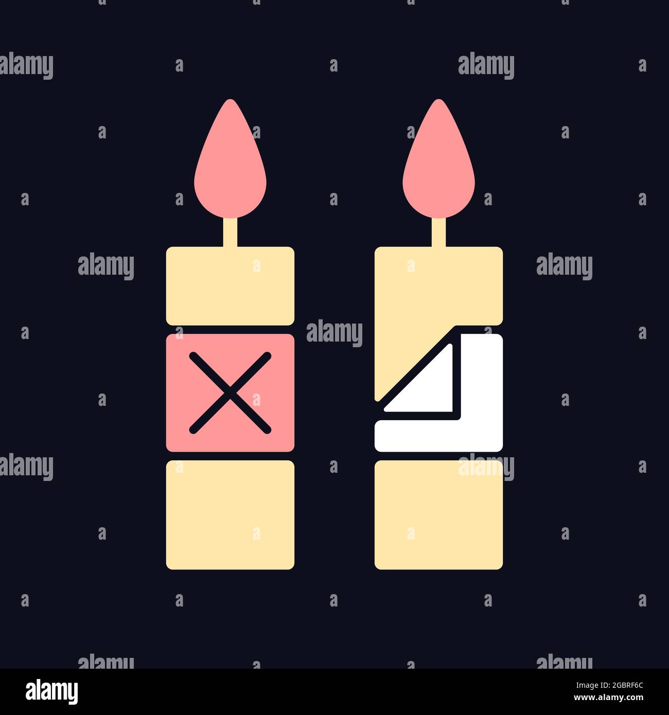 Remove candle packaging before use RGB color manual label icon for dark ...