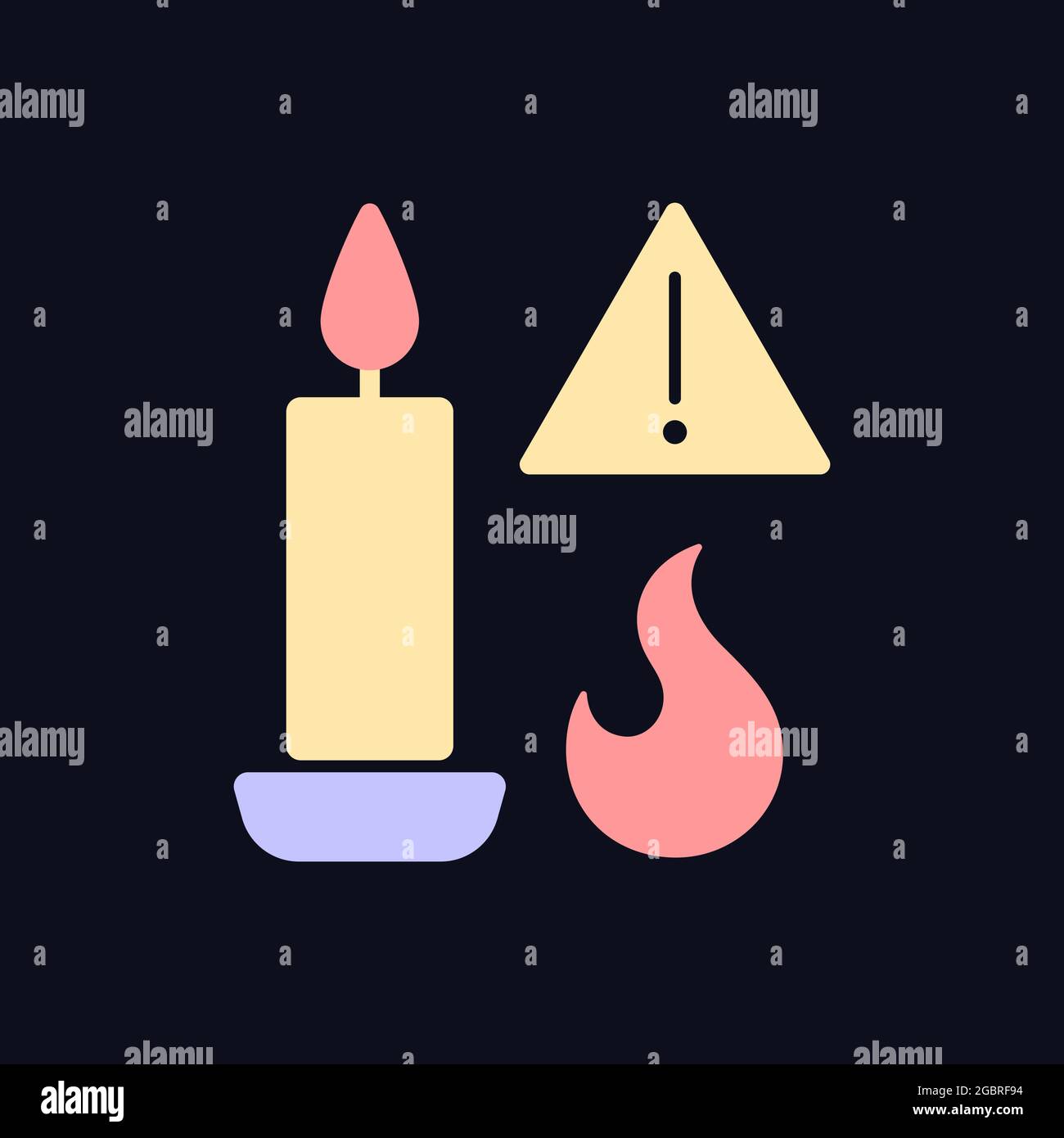 Fire danger from candles RGB color manual label icon for dark theme ...