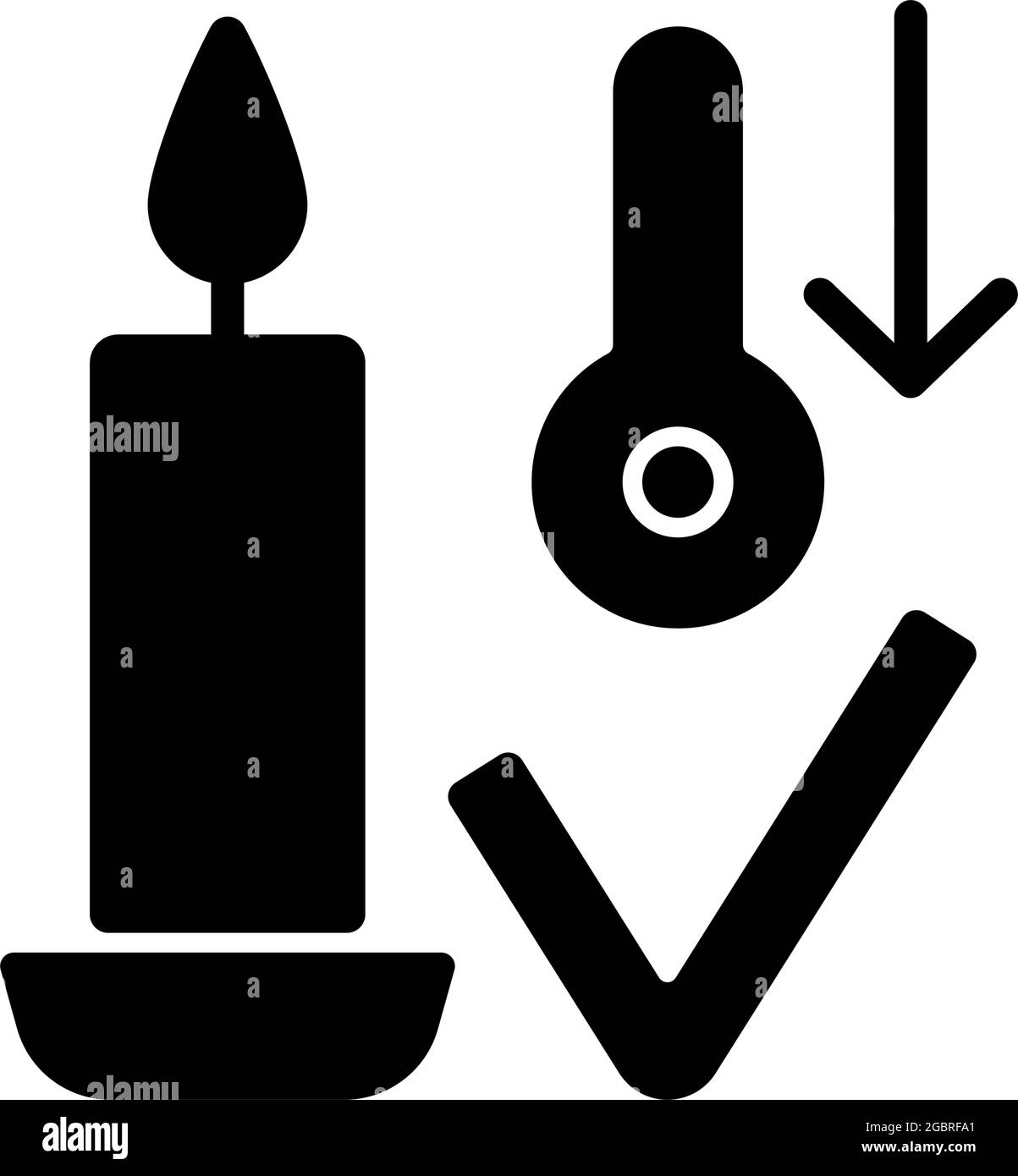 Candles storage at room temperature black glyph manual label icon Stock ...