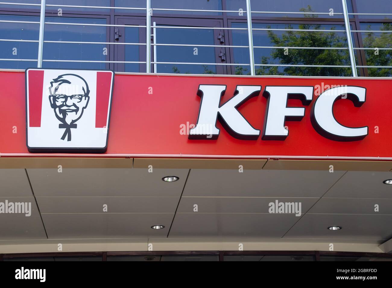 Tyumen, Russia-May 16, 2021: KFC logo fast food restaurant chain ...