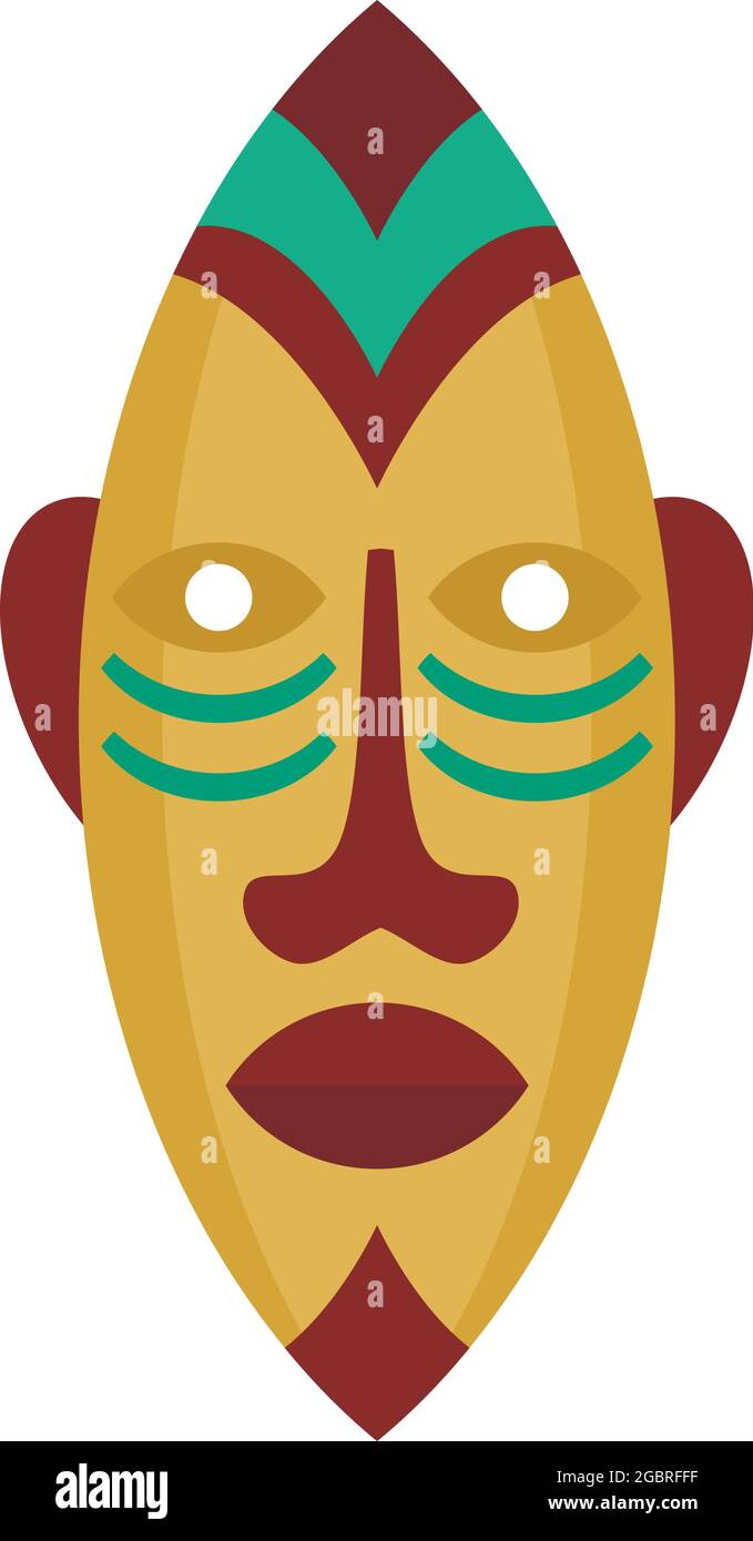 African mask icon. Flat illustration of african mask vector icon ...