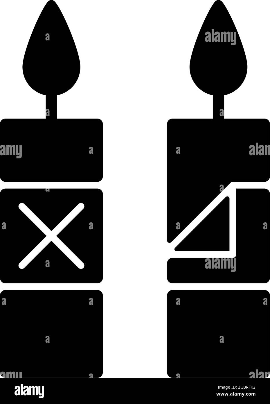 Remove candle packaging before use black glyph manual label icon Stock ...