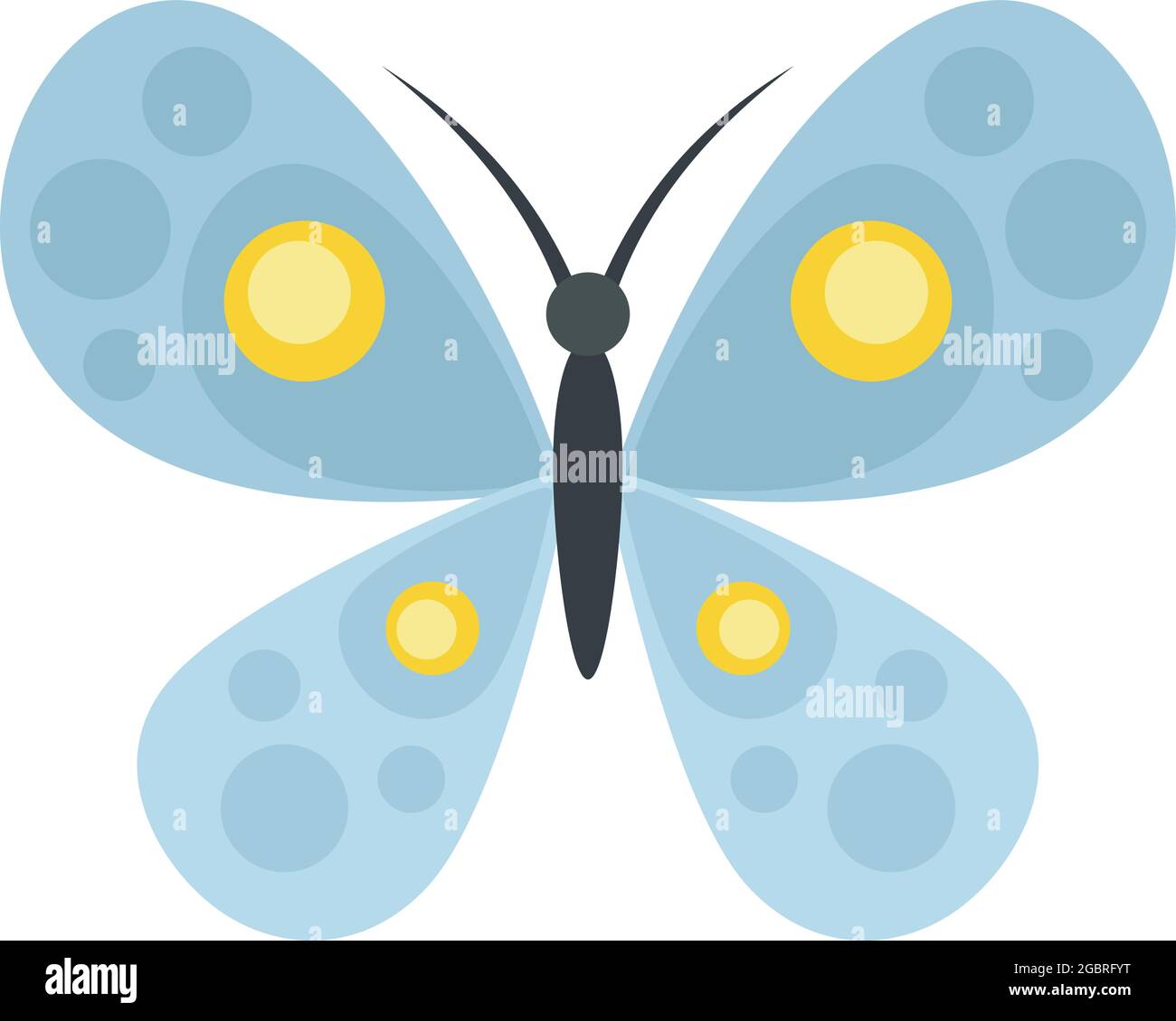 Floral plant butterfly icon. Flat illustration of floral plant ...