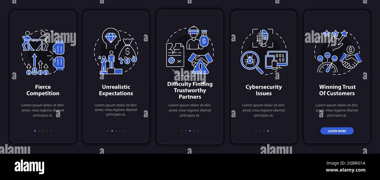 Launching Startup Dark Onboarding Mobile App Page Screen Stock Vector Image And Art Alamy