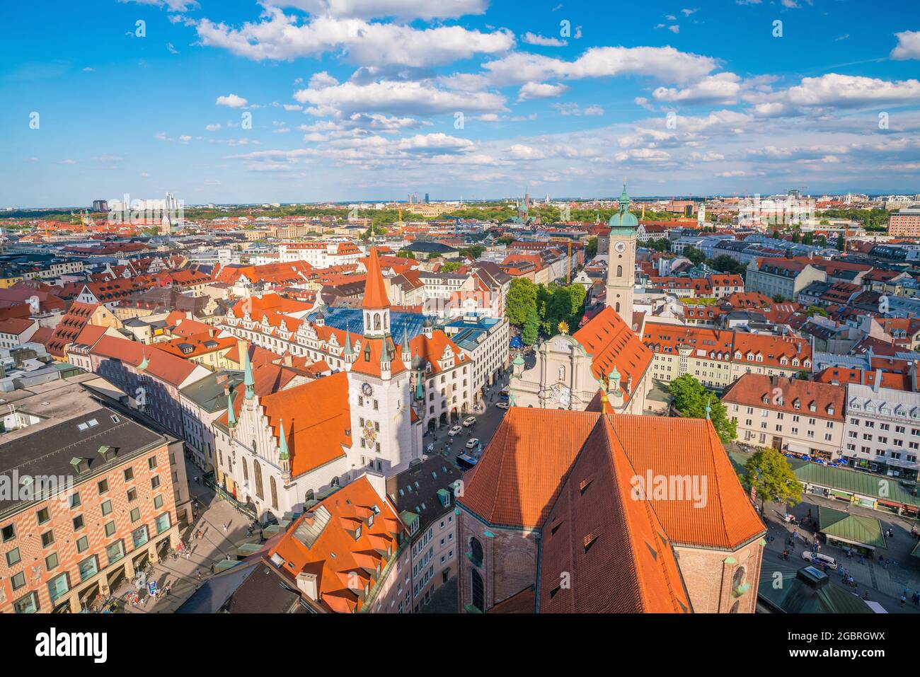 Munich historical center panoramic aerial cityscape view in Germany ...