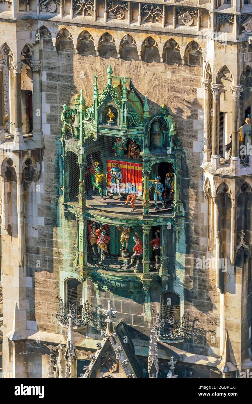 Marienplatz City Hall Tower Clock In Germany Stock Photo - Alamy