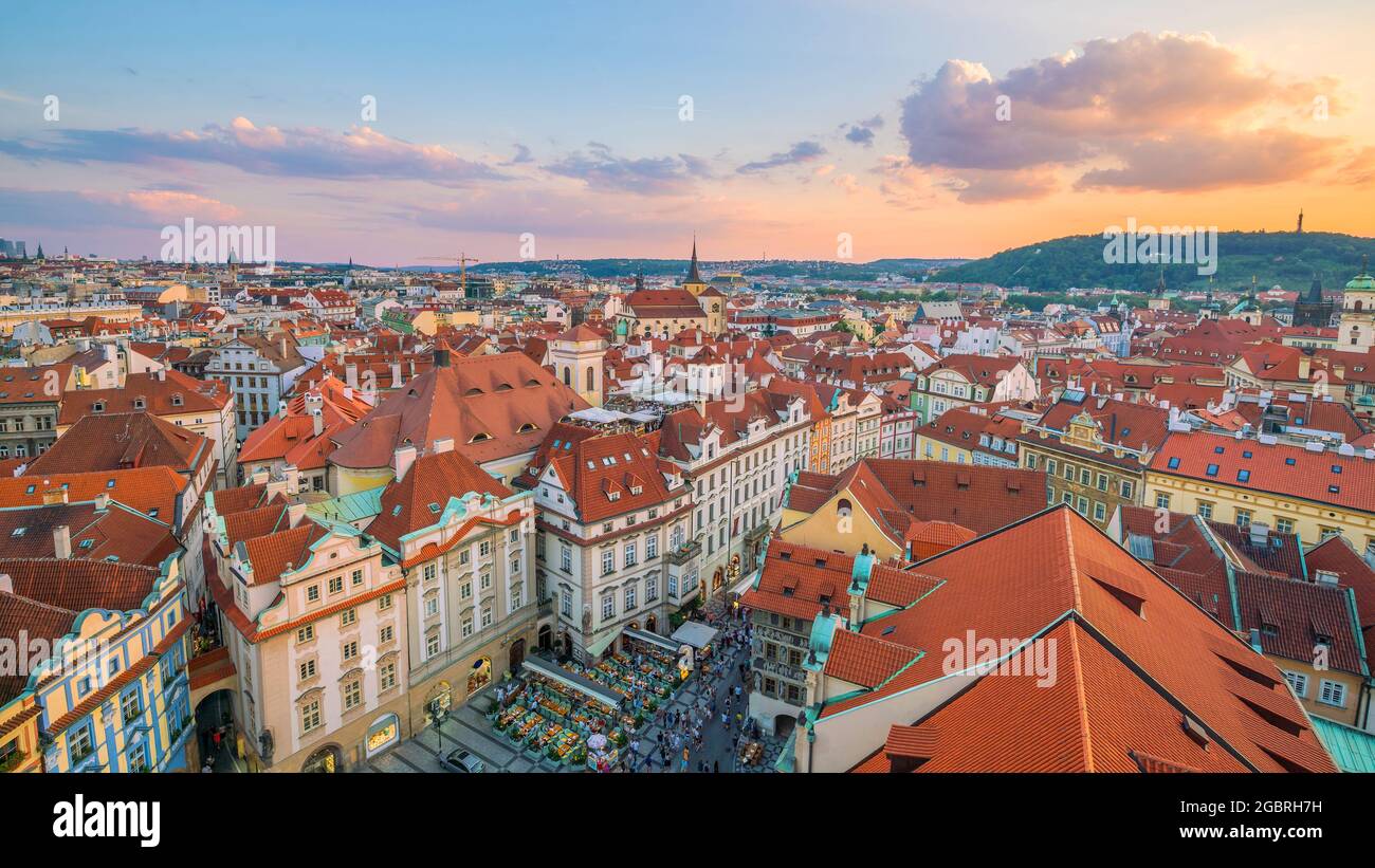 Famous iconic image of Prague city skyline in Czech Republic Stock ...