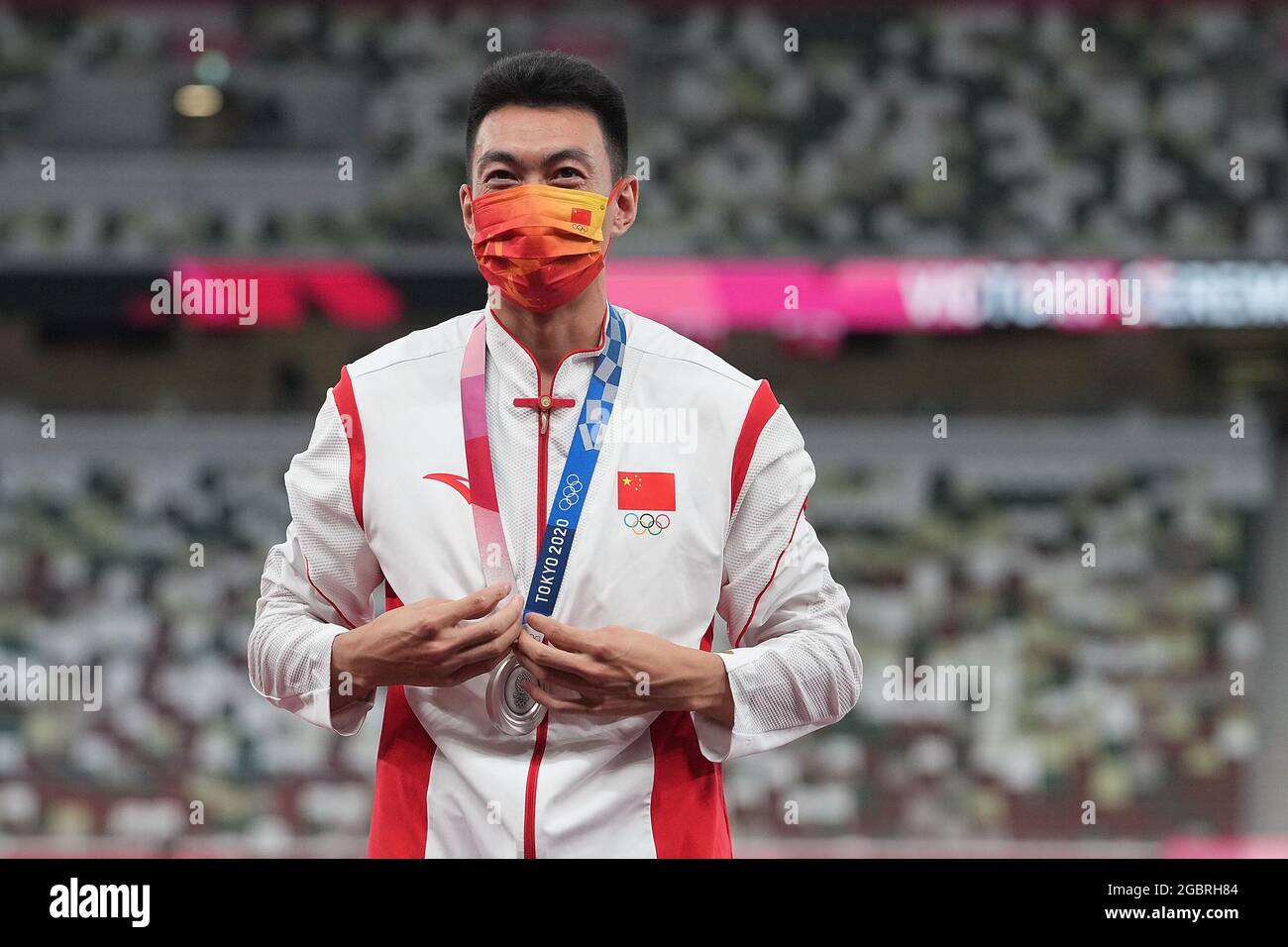 Tokyo, Japan. 5th Aug, 2021. Silver medalist Zhu Yaming of China reacts ...