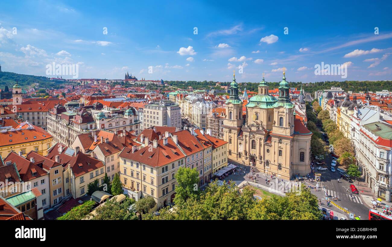 Famous iconic image of Prague city skyline in Czech Republic from top ...