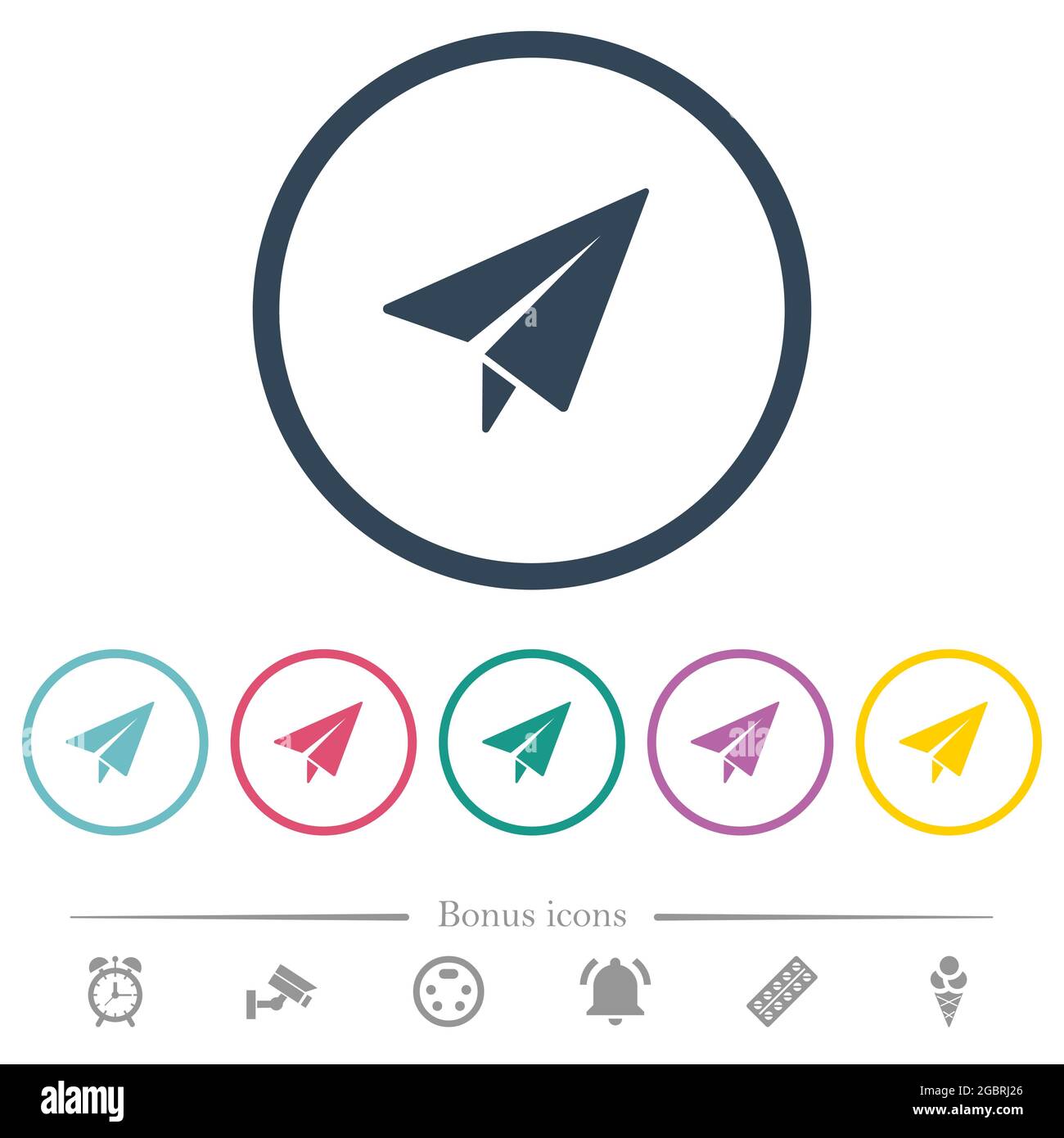 Paper plane flat color icons in round outlines. 6 bonus icons included ...