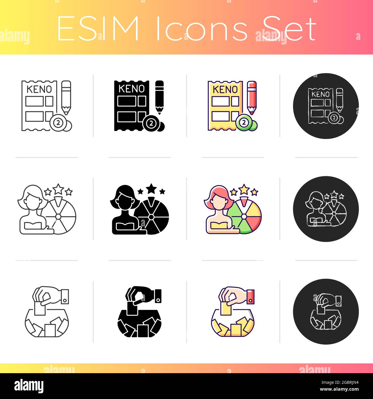 Lottery types icons set Stock Vector Image & Art - Alamy