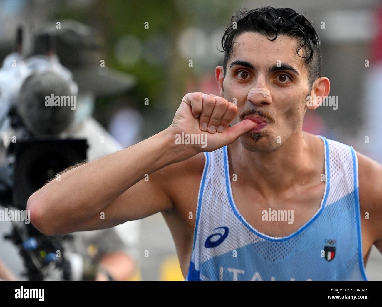 Sapporo, Japan. 5th Aug, 2021. Massimo Stano of Italy celebrates ...