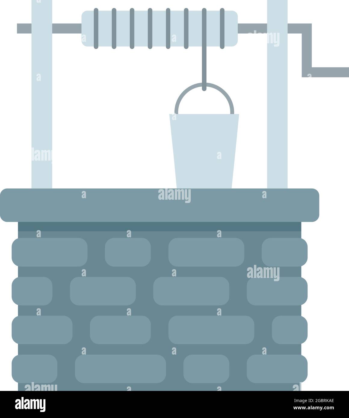 Old stone water well icon. Flat illustration of old stone water well ...
