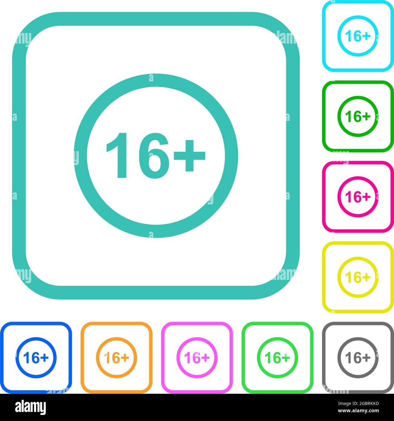 Allowed above 16 years only vivid colored flat icons in curved borders ...