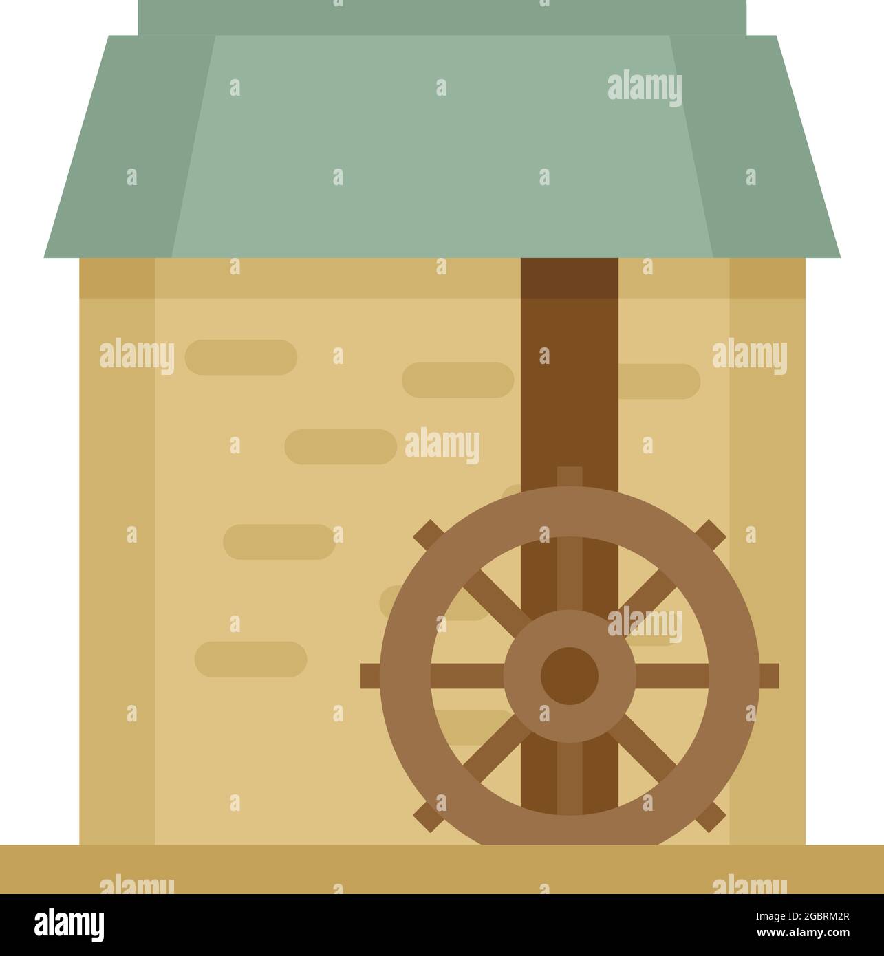 Water mill wheel icon. Flat illustration of water mill wheel vector ...