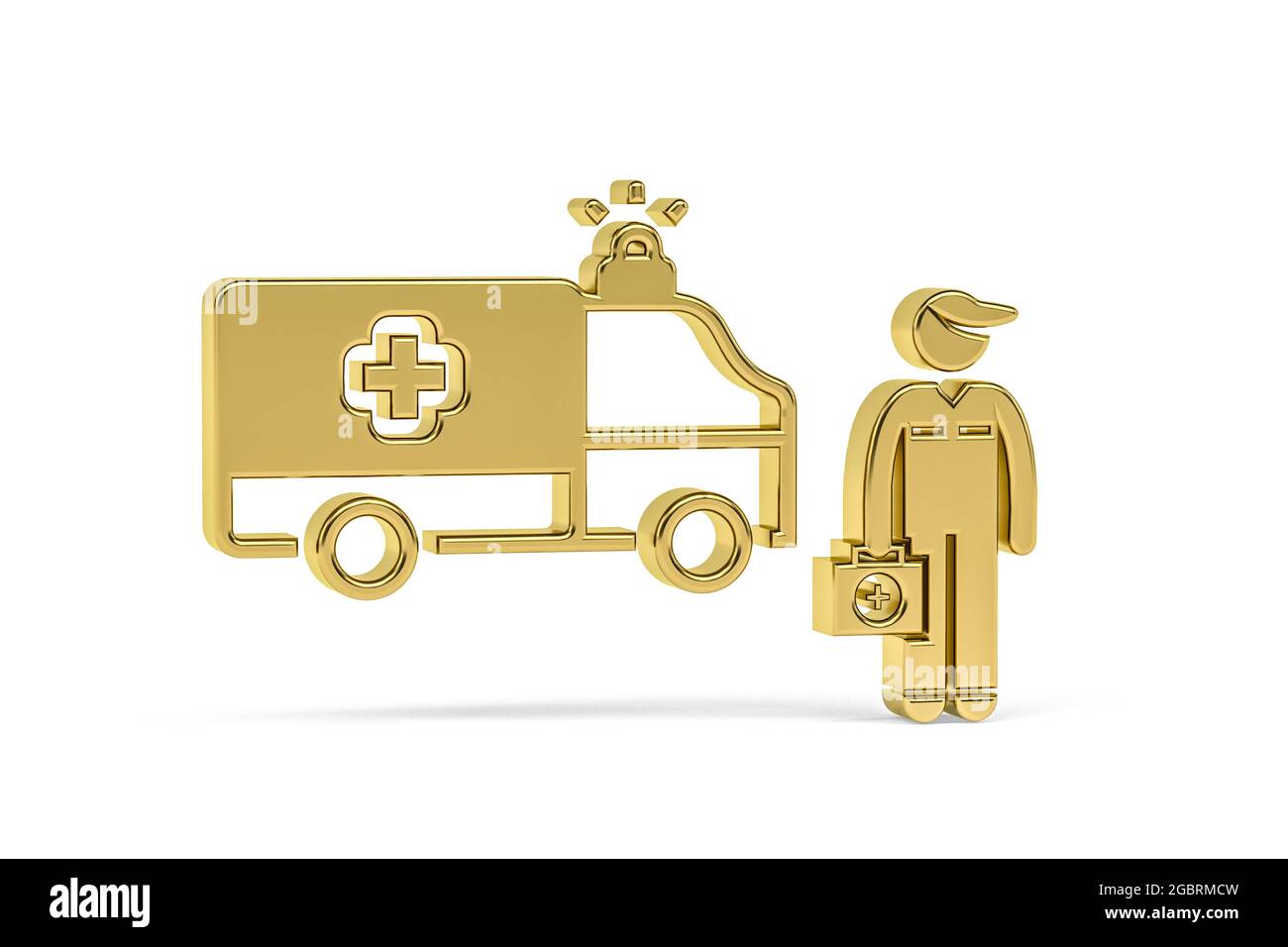 Golden 3d paramedic icon isolated on white background - 3D render Stock ...