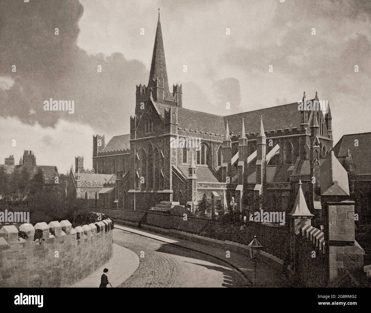A late 19th century view of Saint Patrick's Cathedral in Dublin ...