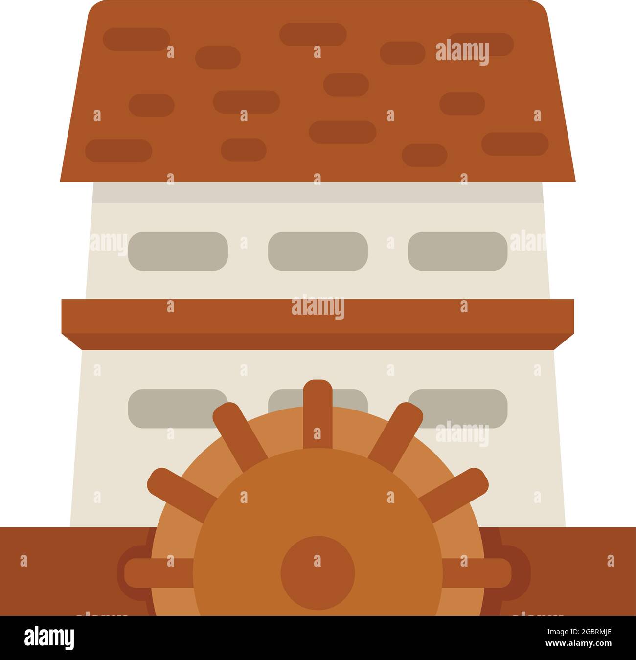 Waterwheel mill icon. Flat illustration of waterwheel mill vector icon ...