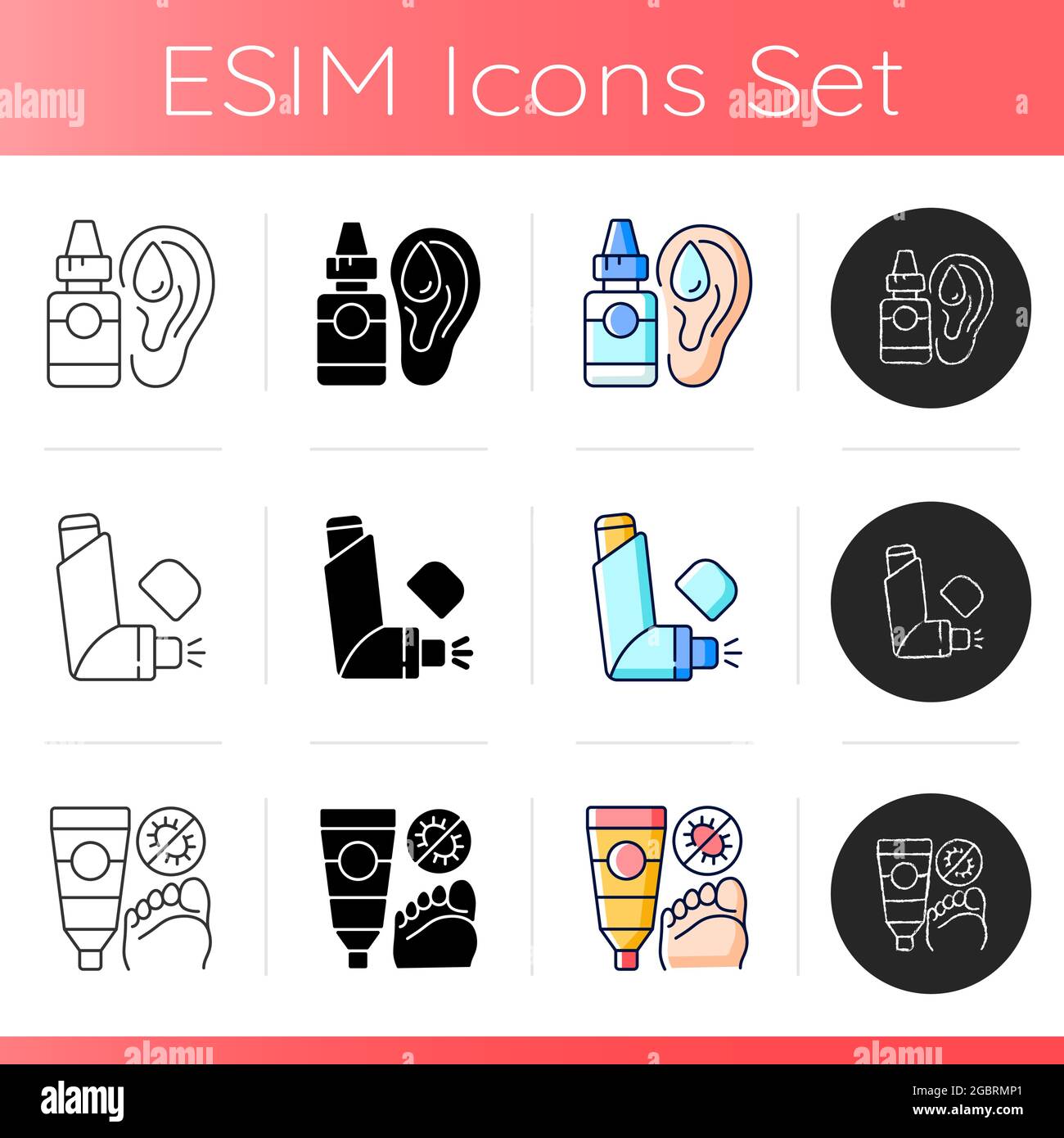 Improving disease symptoms icons set Stock Vector Image & Art - Alamy