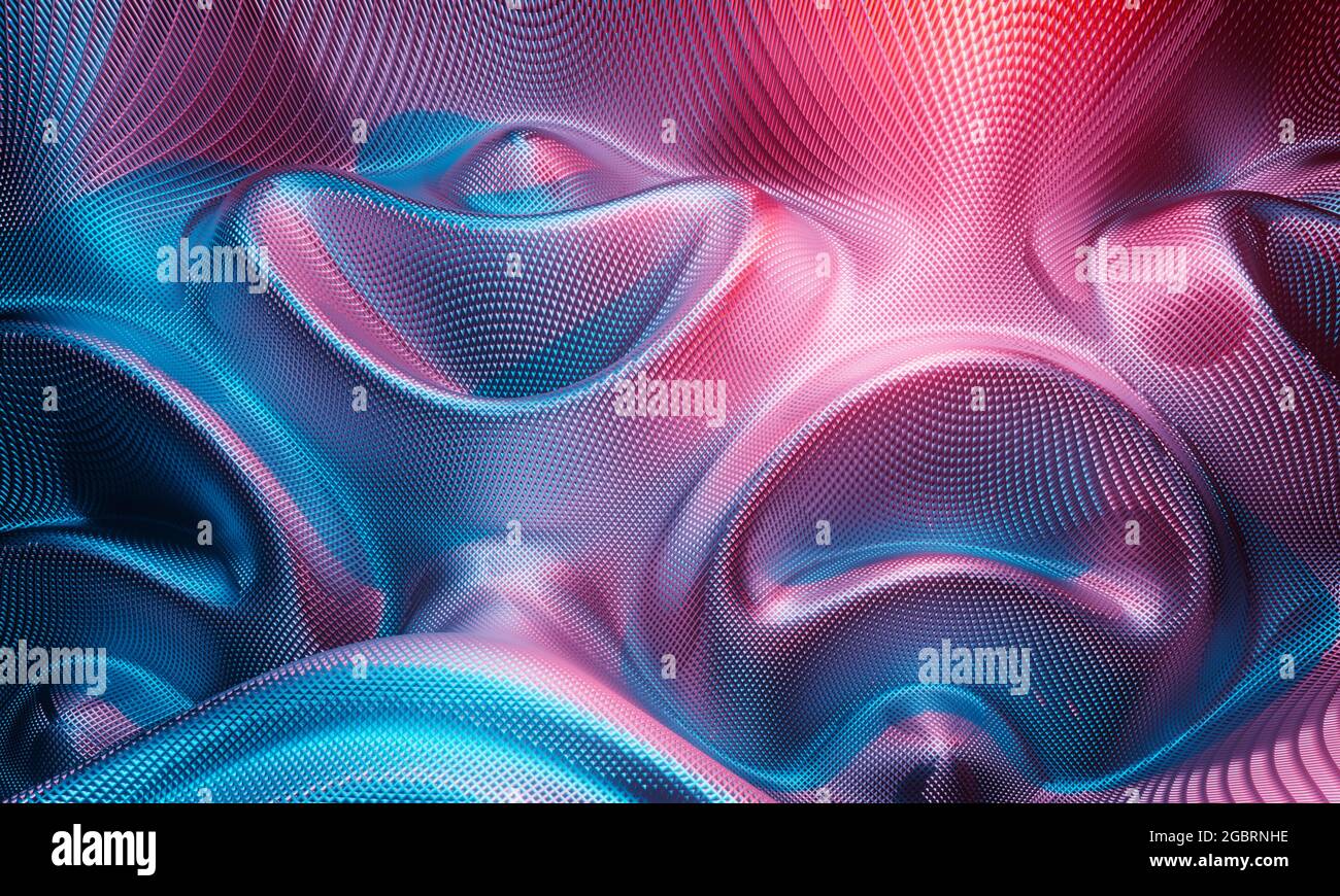 Abstract red and blue metal wire frame shine background. 3D rendering ...