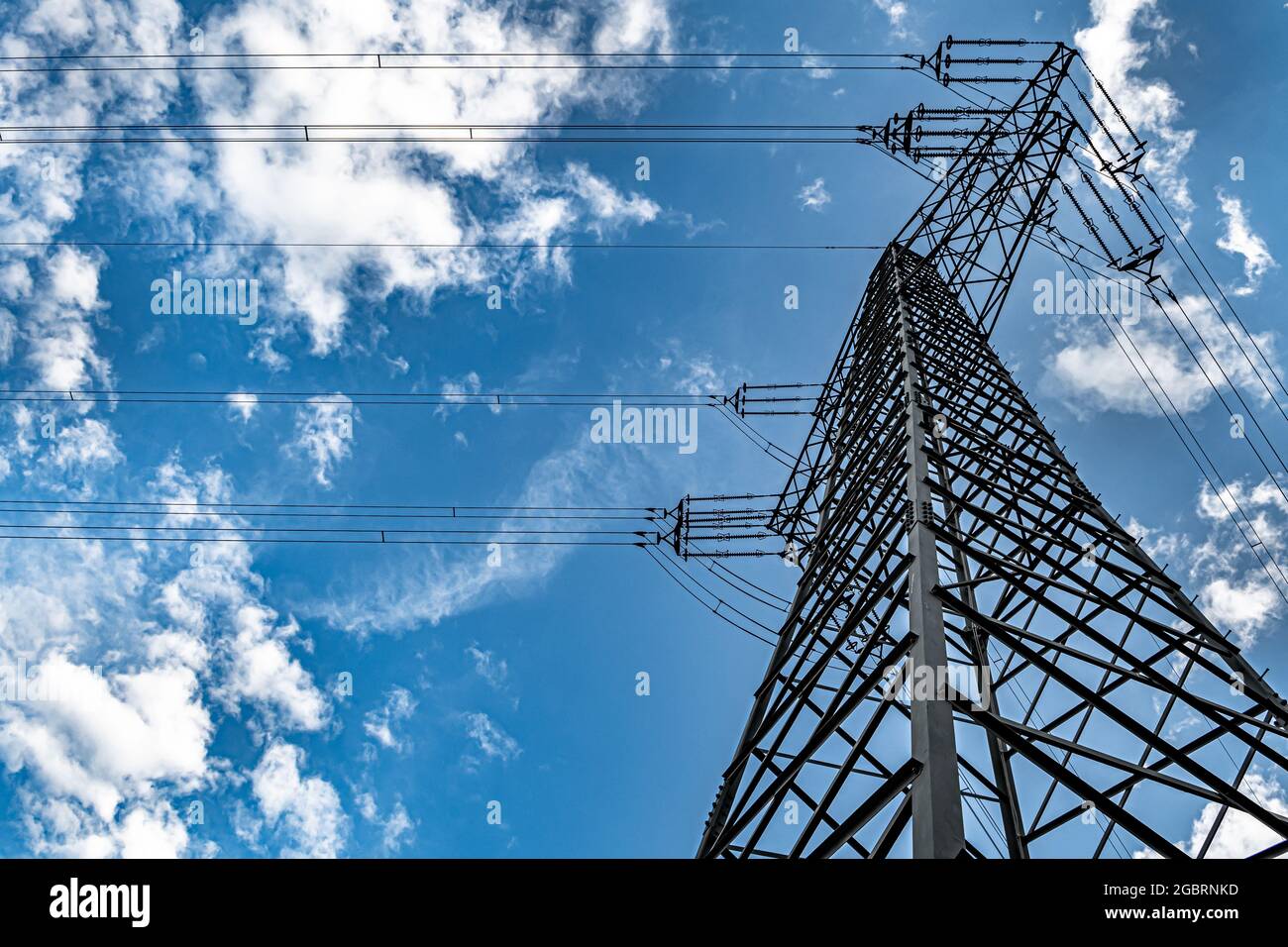High Voltage Pylon With Wires Stock Photo - Alamy