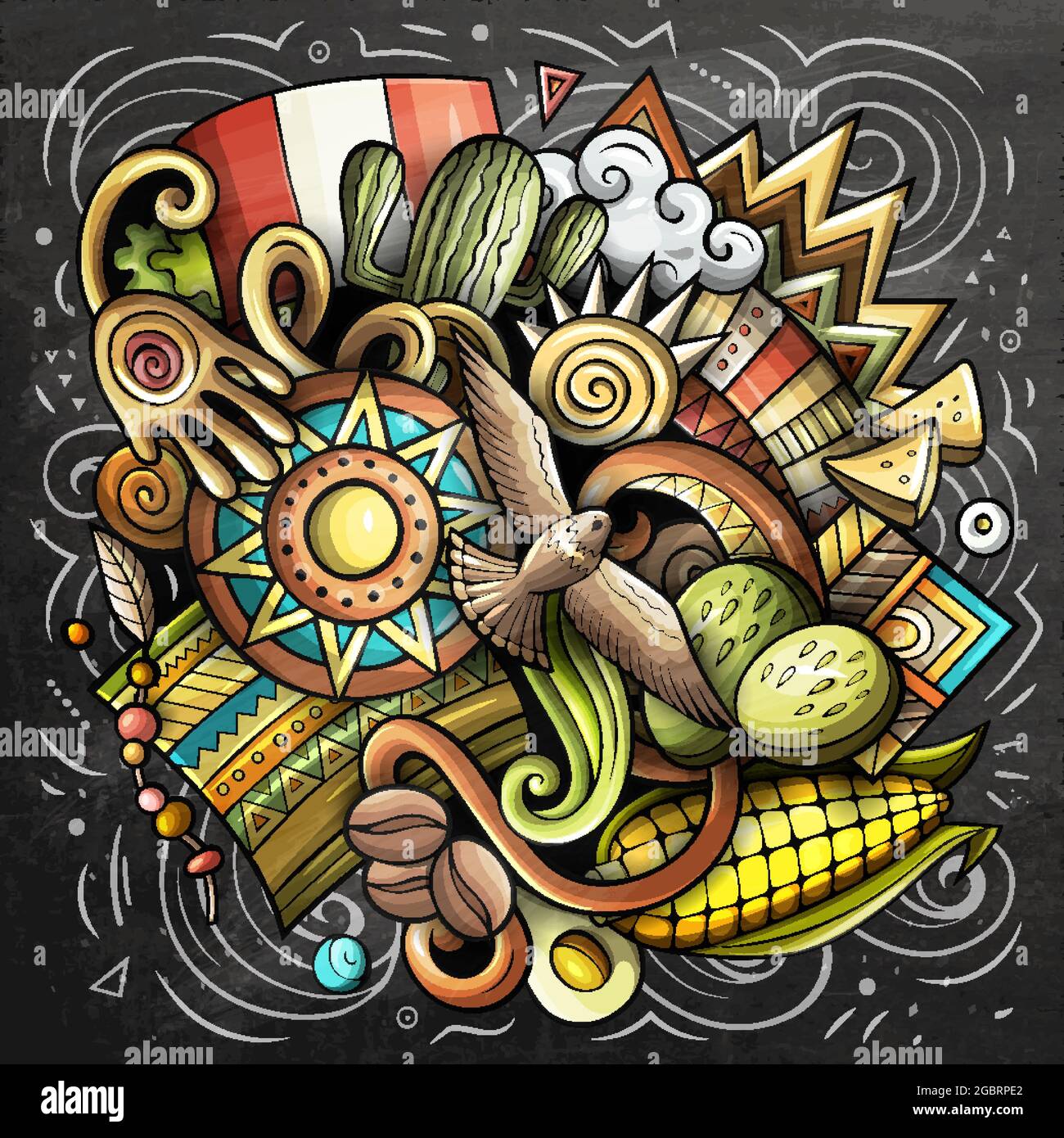 Peru cartoon vector doodle chalkboard illustration Stock Vector Image ...