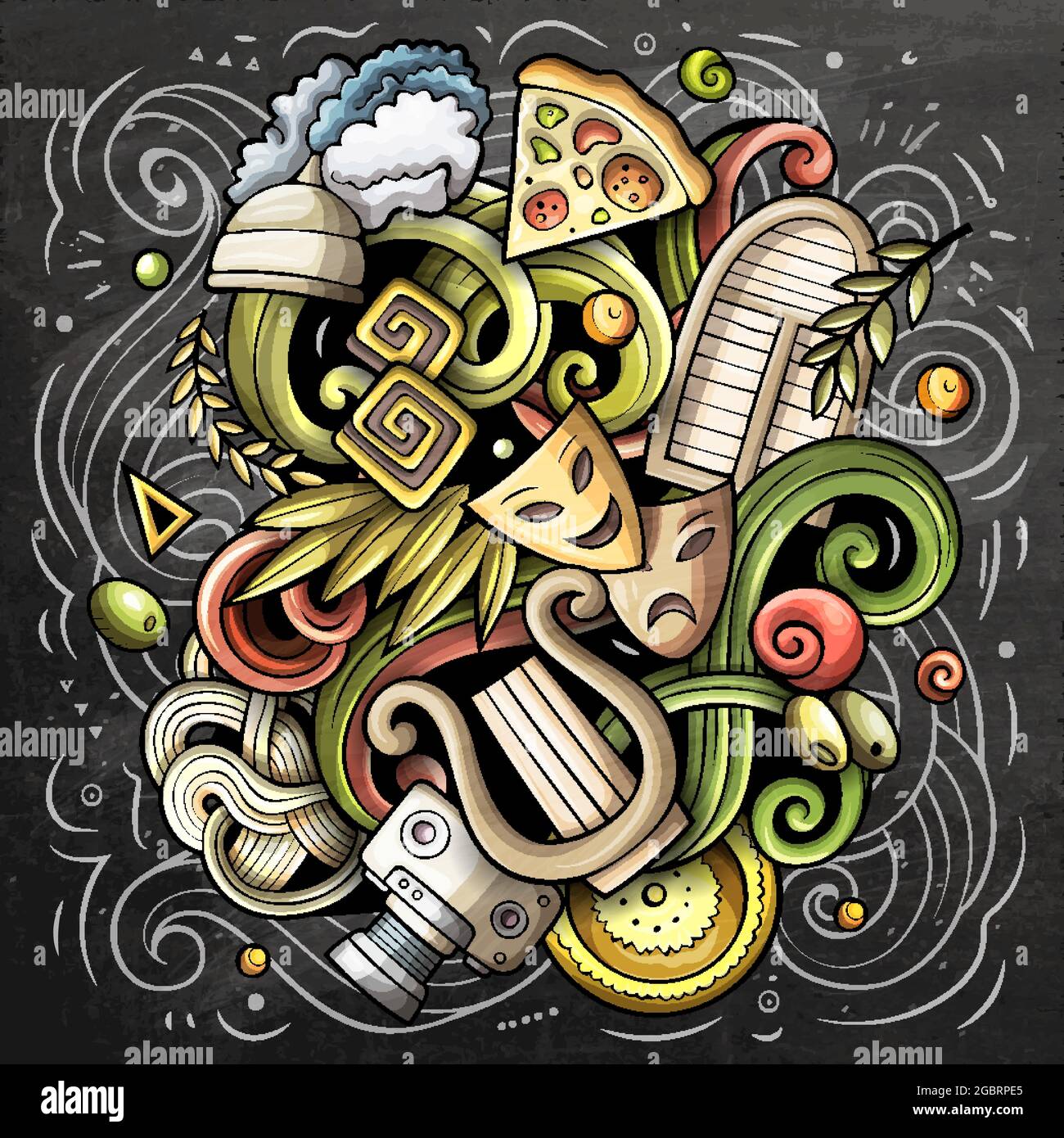 Italy cartoon vector doodle chalkboard illustration Stock Vector Image ...