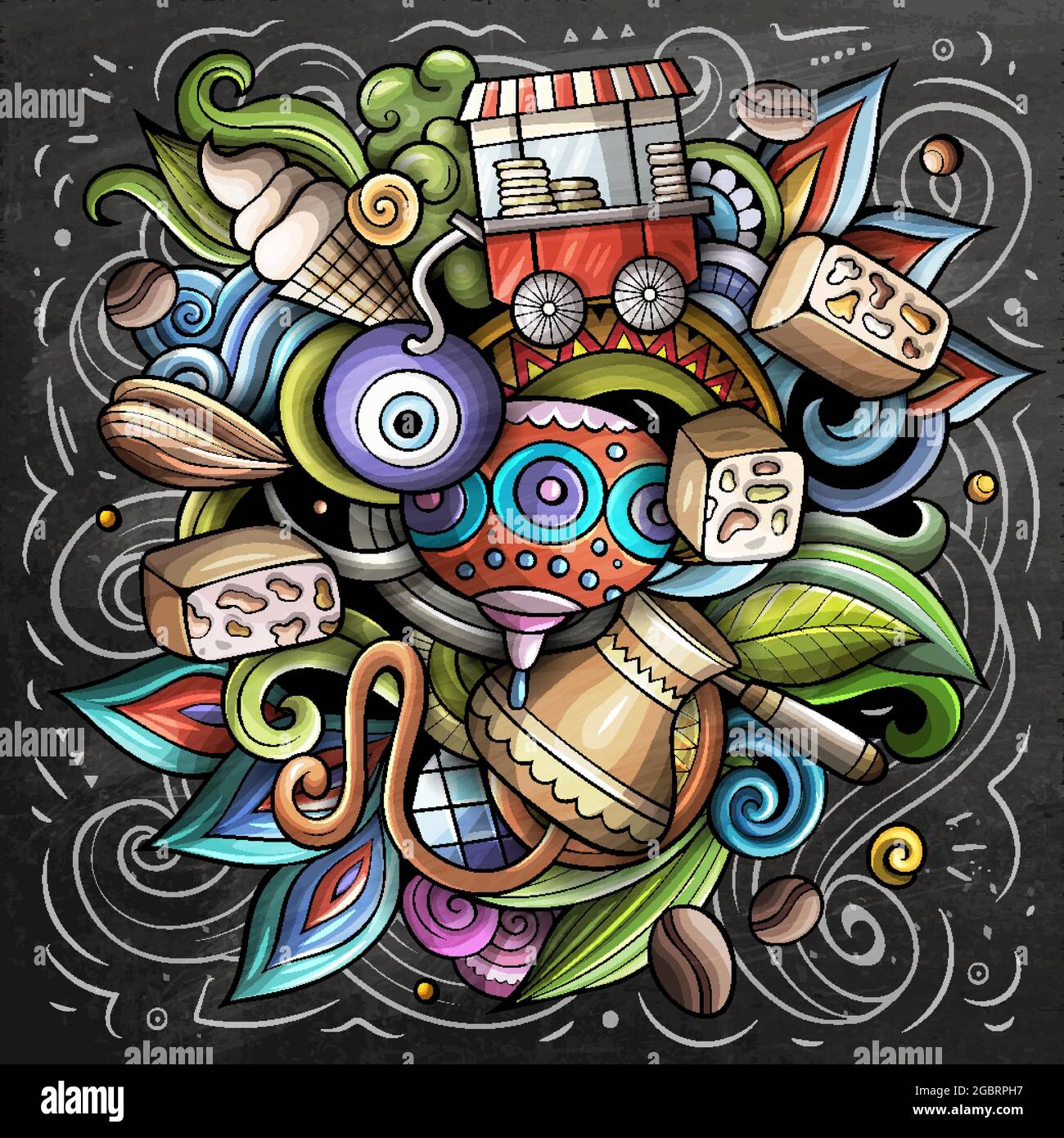 Istanbul cartoon vector doodle chalkboard illustration Stock Vector ...