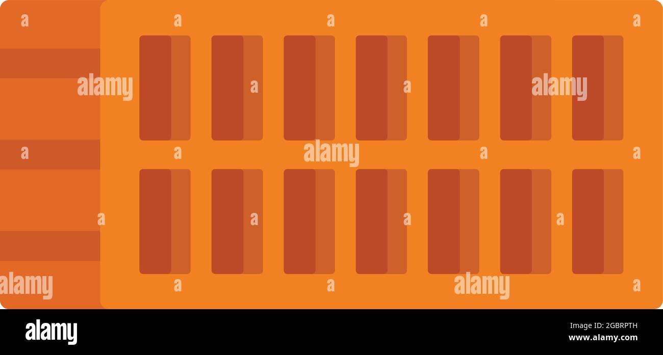 Red construction brick icon. Flat illustration of red construction ...