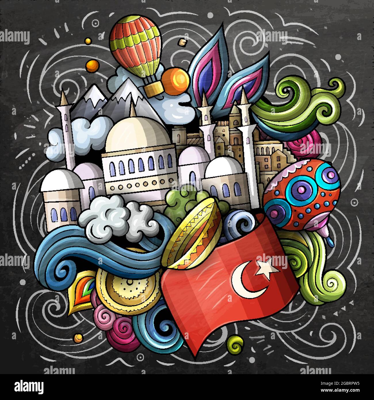 Turkey cartoon vector doodle chalkboard illustration Stock Vector Image ...