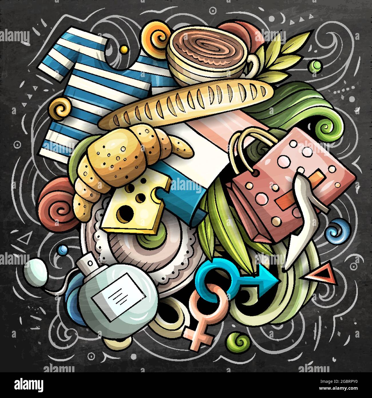 France cartoon vector doodle chalkboard illustration Stock Vector Image ...