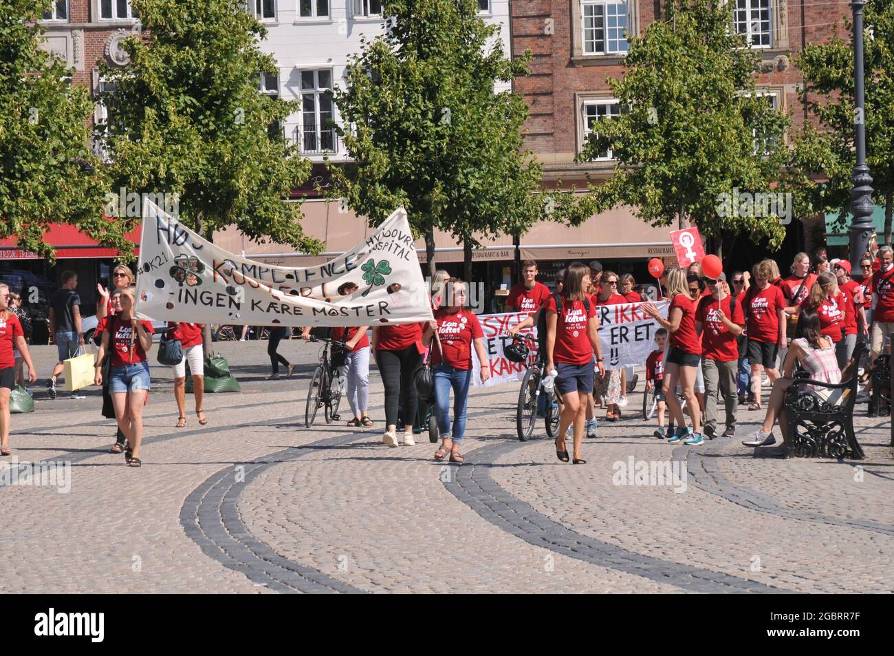 Copenhagen, Denmark.,05 August 2021, Danish nurses stged proetst mrch ...