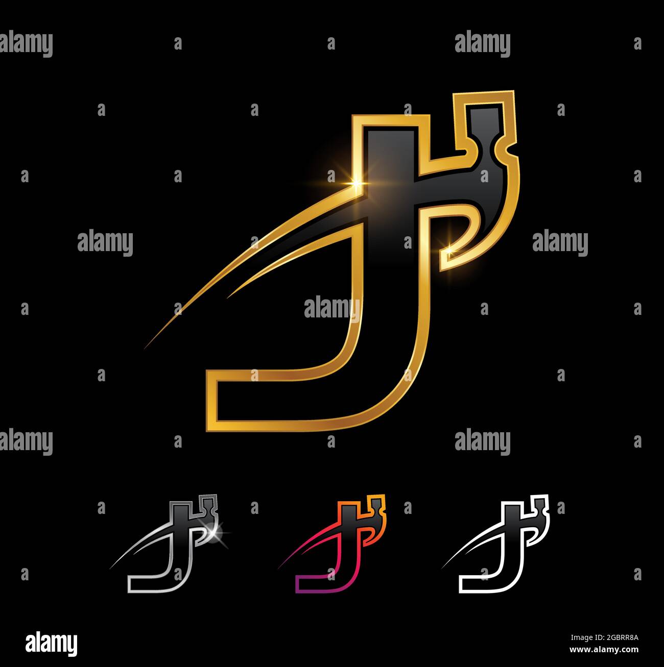 A vector Illustration set of Golden Monogram Hammer Letter J Stock ...
