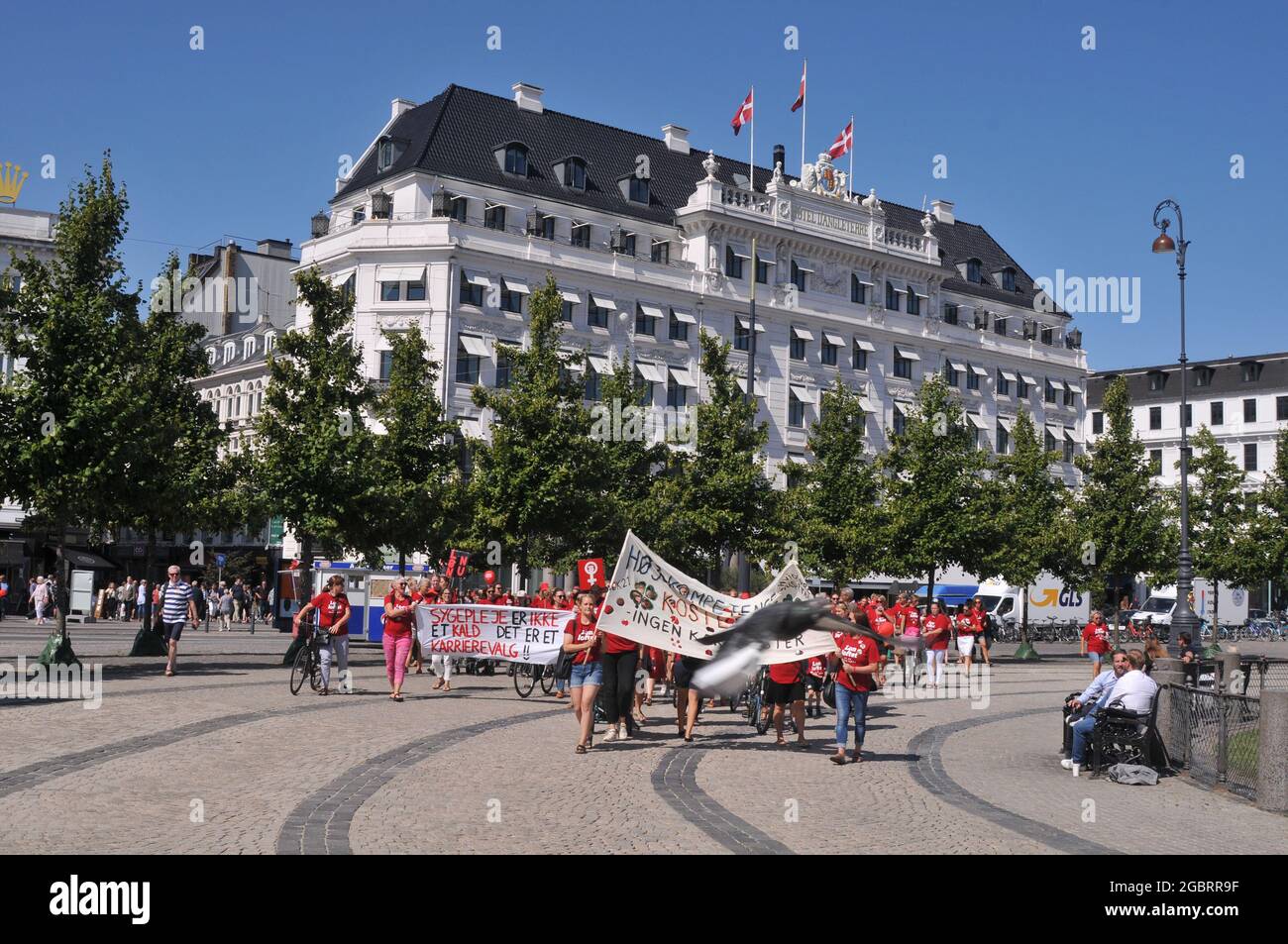 Copenhagen, Denmark.,05 August 2021, Danish nurses stged proetst mrch ...