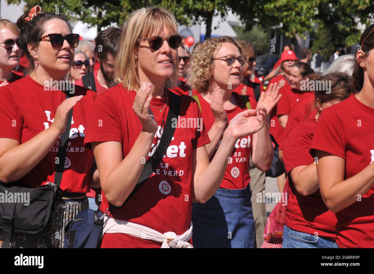 Copenhagen, Denmark.,05 August 2021, Danish nurses stged proetst mrch ...