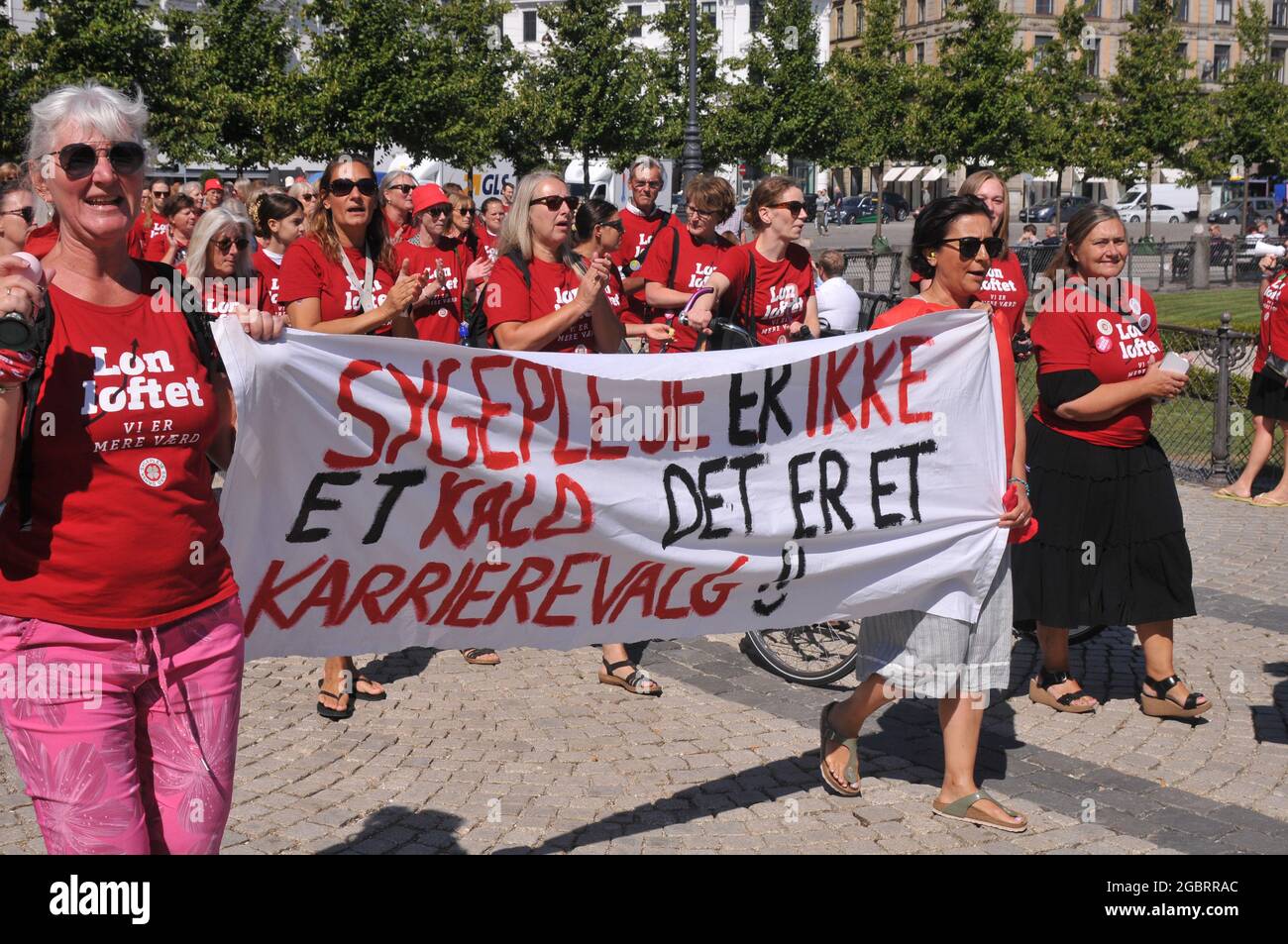 Copenhagen, Denmark.,05 August 2021, Danish nurses stged proetst mrch ...