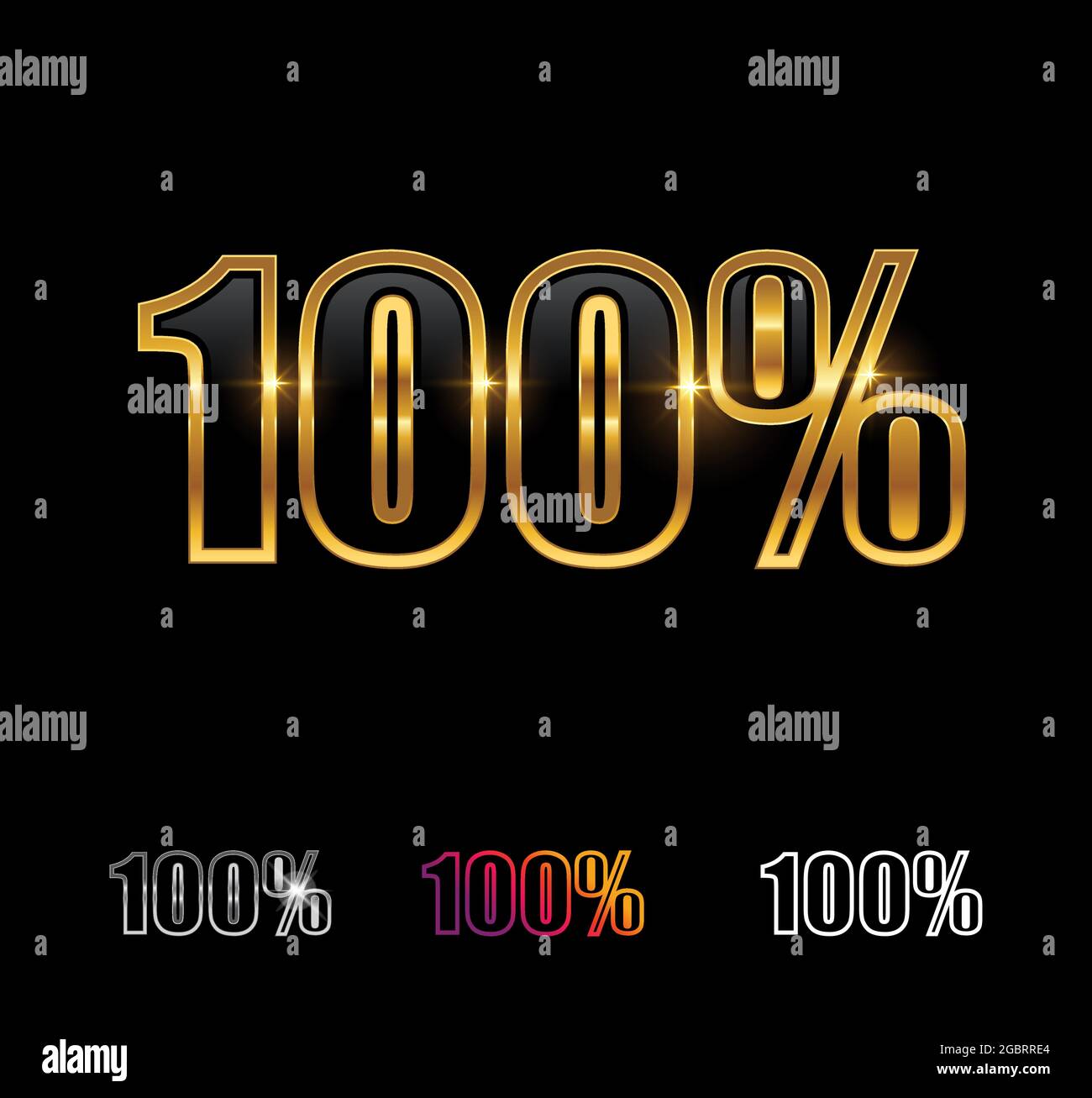 A vector Illustration set of Golden 100 Percentage Vector Sign Stock ...