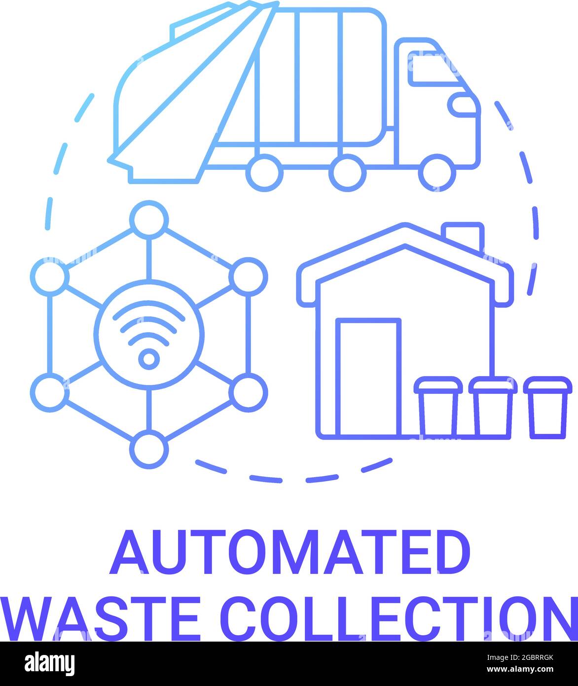 Automated waste collection gradient blue concept icon. Waste management ...