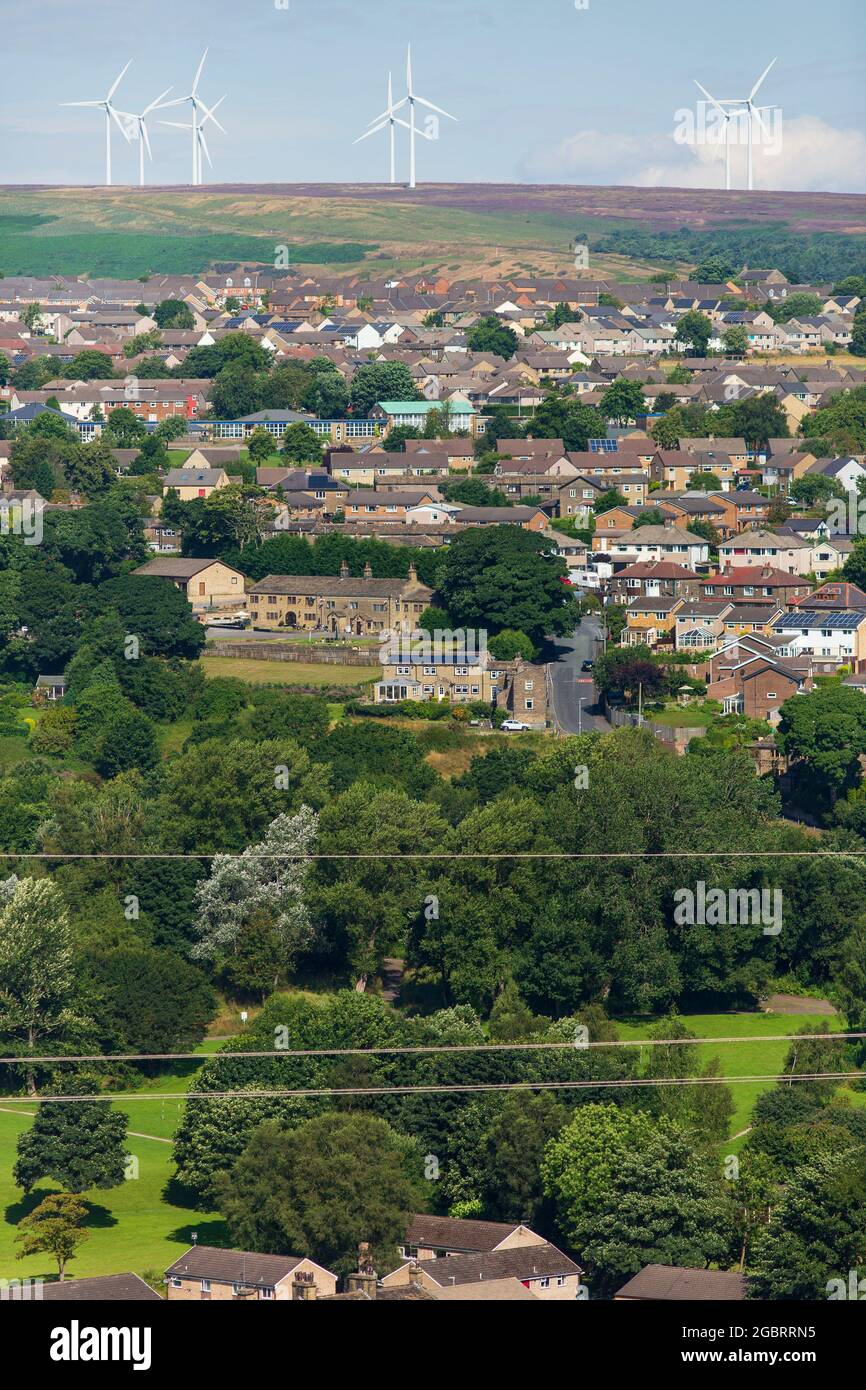 Windmills on Thornton moor above the council estates in the West ...