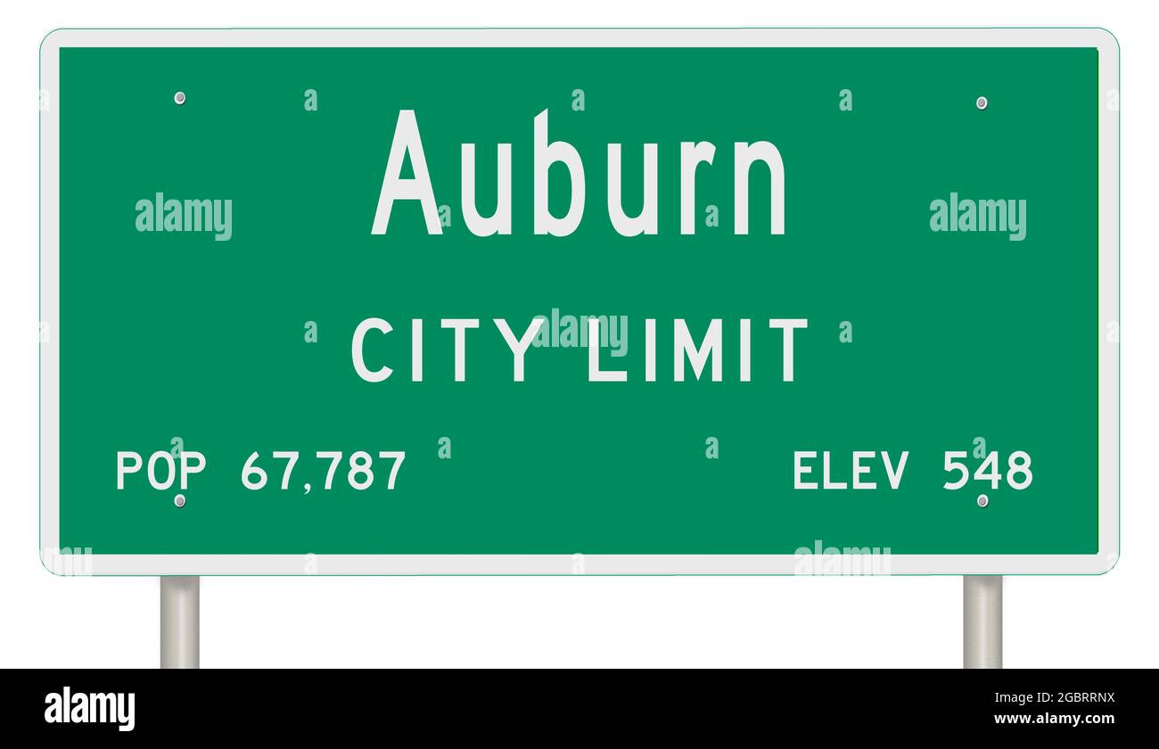 Alabama city signs showing population and elevation Stock Photo - Alamy