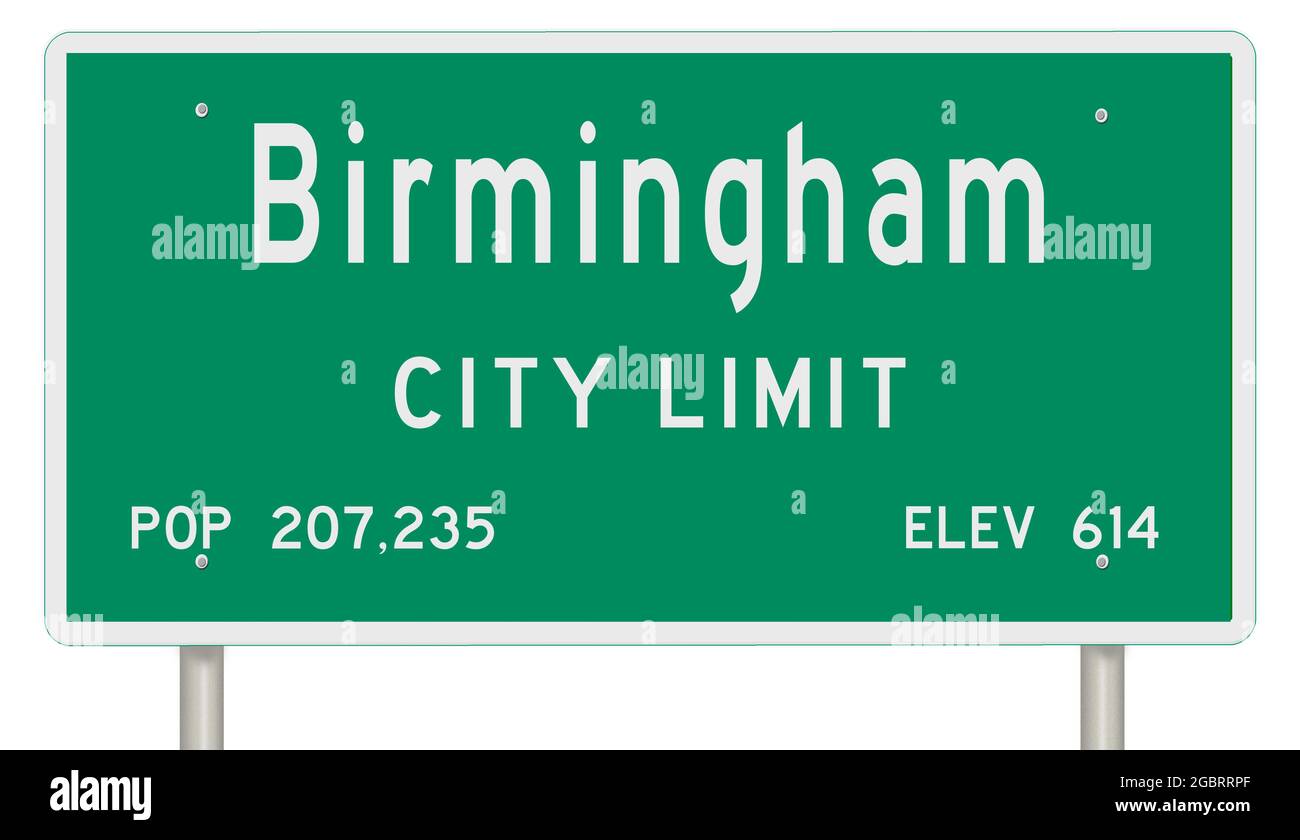 Alabama city signs showing population and elevation Stock Photo - Alamy