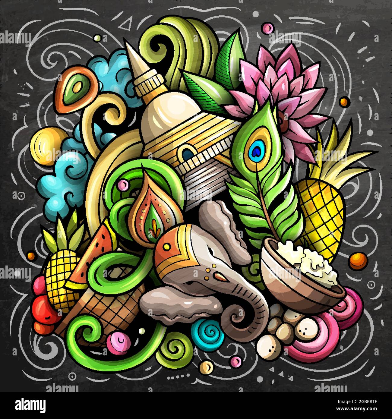 Sri Lanka cartoon vector doodle chalkboard illustration Stock Vector ...