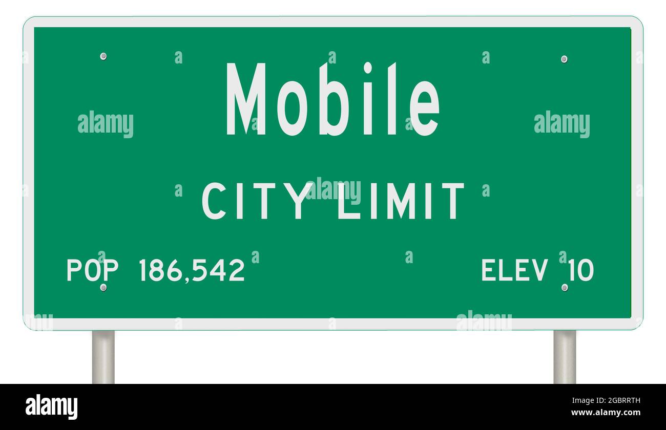 Alabama city signs showing population and elevation Stock Photo - Alamy