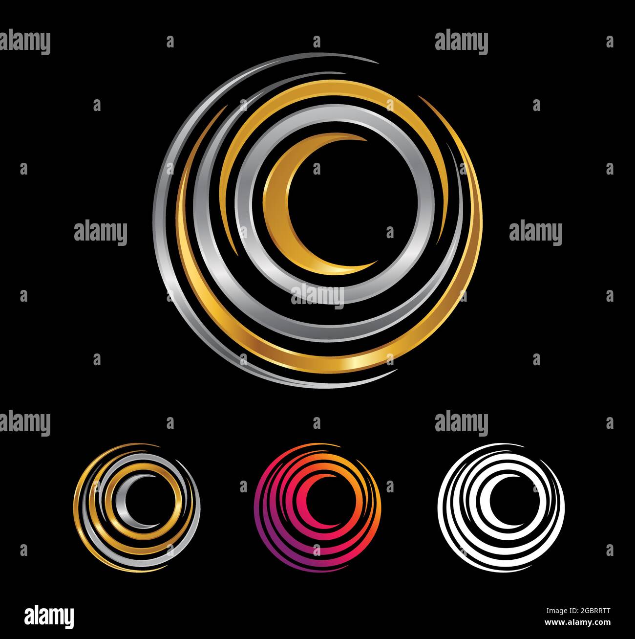 A vector illustration set of Golden circle and spiral sign Stock Vector ...
