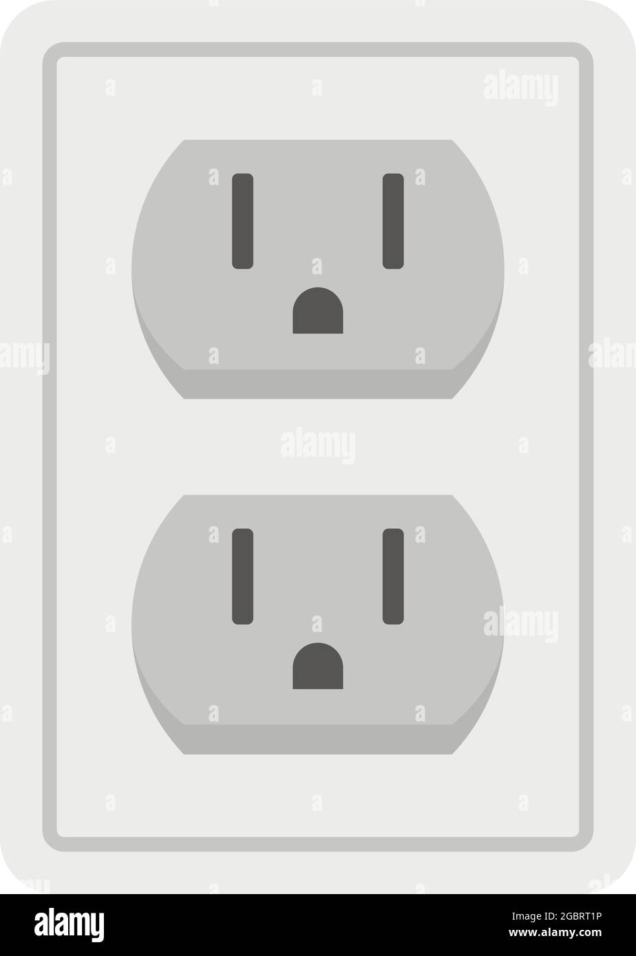 Double power socket icon. Flat illustration of double power socket ...
