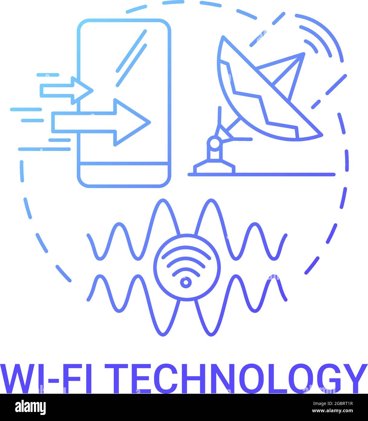 Wi-fi technology gradient blue concept icon. Radio signal abstract idea thin line illustration ...