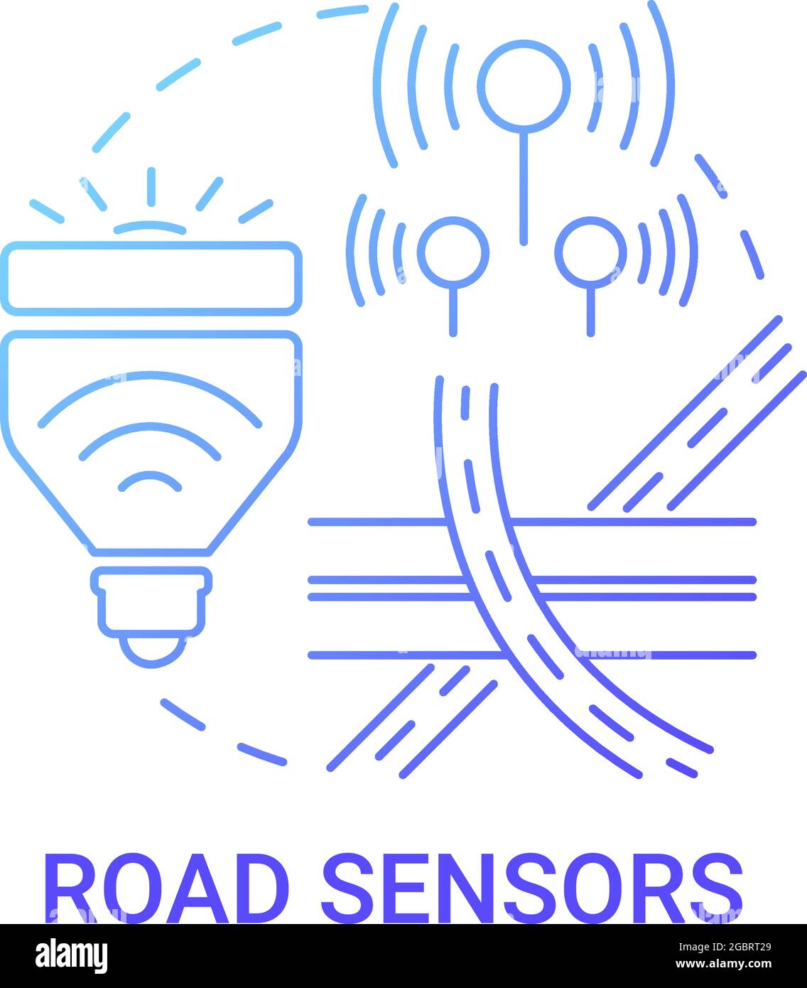 Road sensors gradient blue concept icon. City traffic control abstract ...