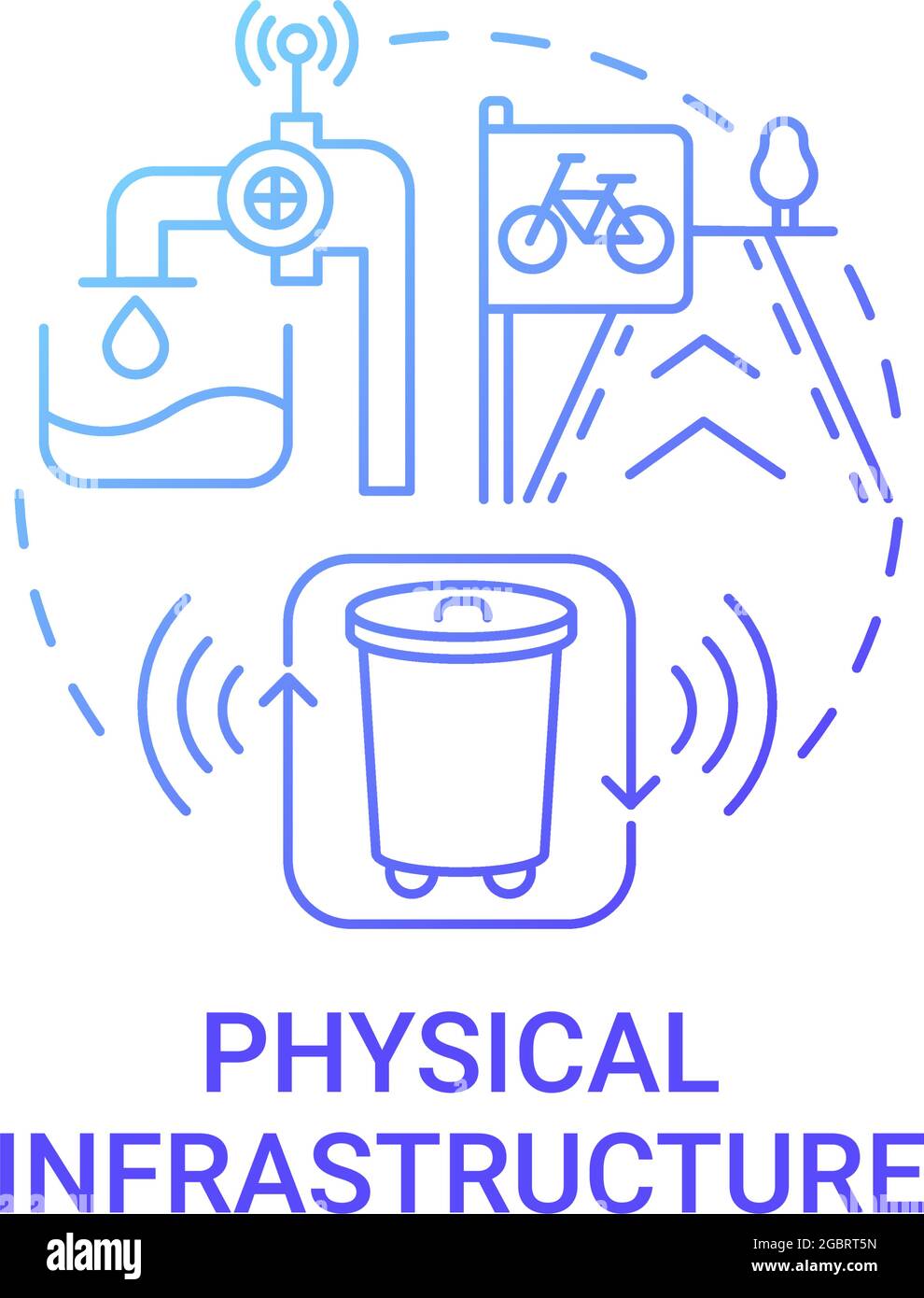 Physical infrastructure gradient blue concept icon. City transport and ...