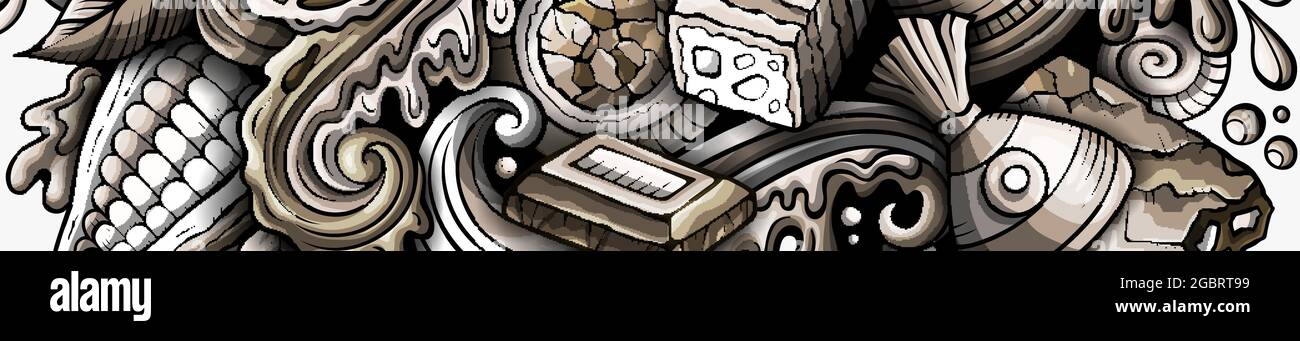 Chocolate doodle banner cartoon Stock Vector Images - Alamy