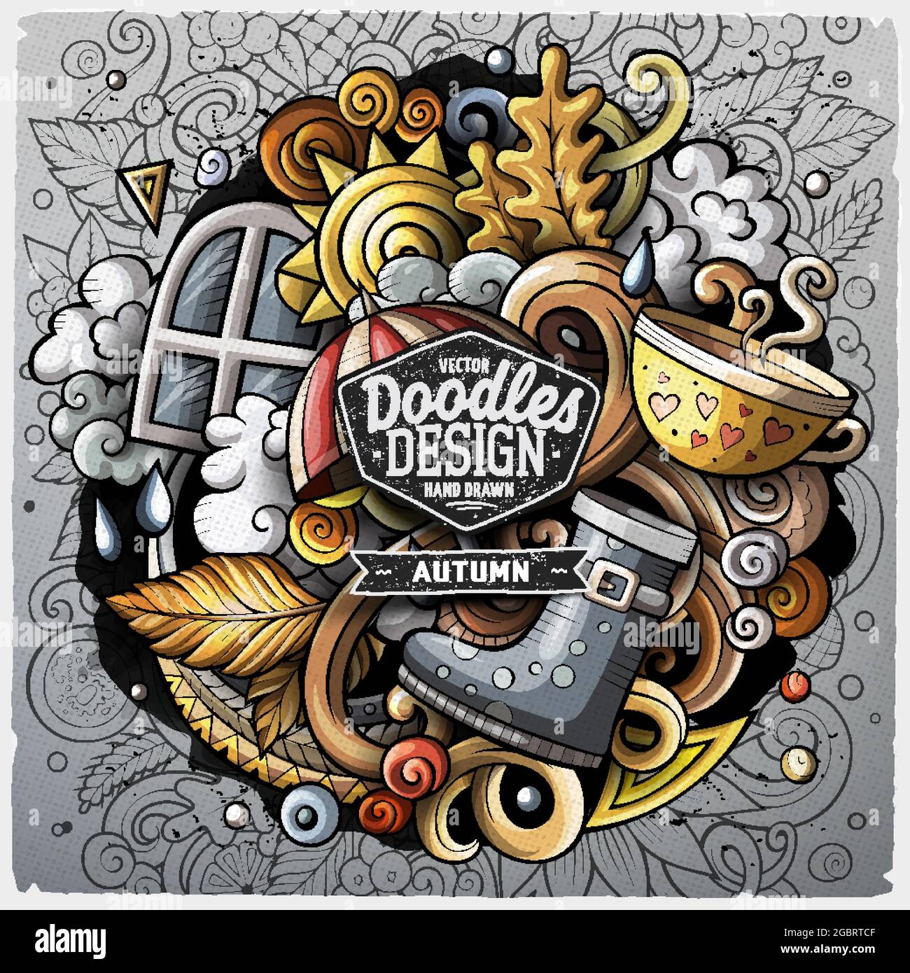 Cartoon vector doodles Autumn illustration Stock Vector Image & Art - Alamy